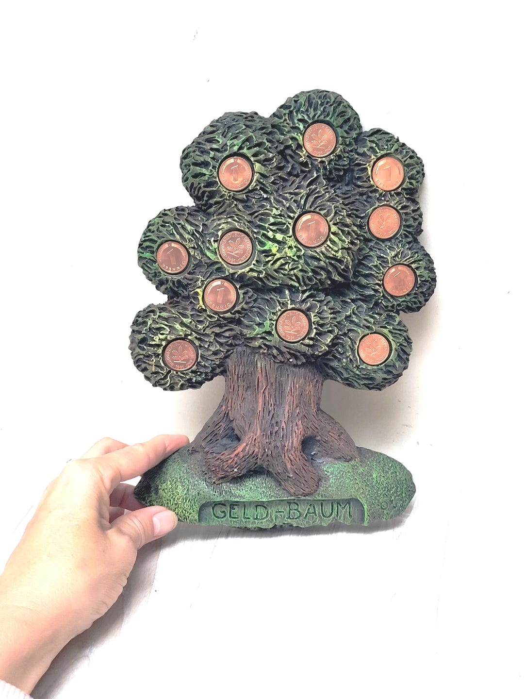 German Money Tree Wall Hanging, Real Coin 3D Picture Vintage Art 1990s ...