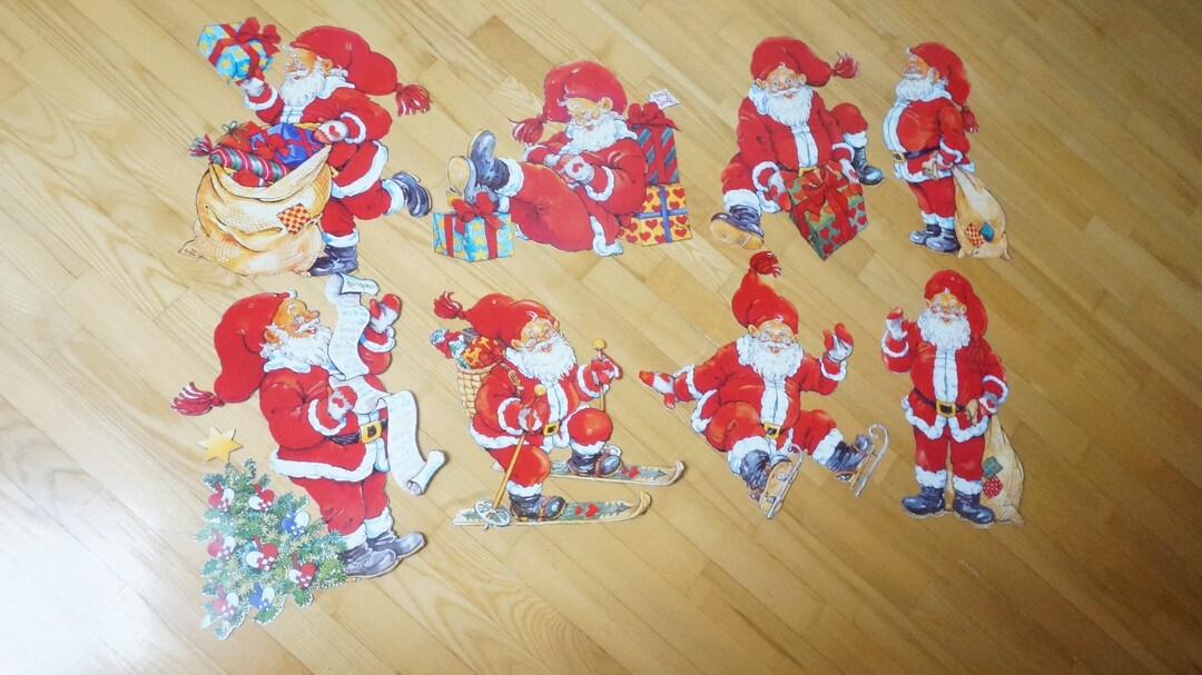 Set of 20 Vintage 16"/41 Cm Tall Big Santa Die Cuts, Paper Diecut ...
