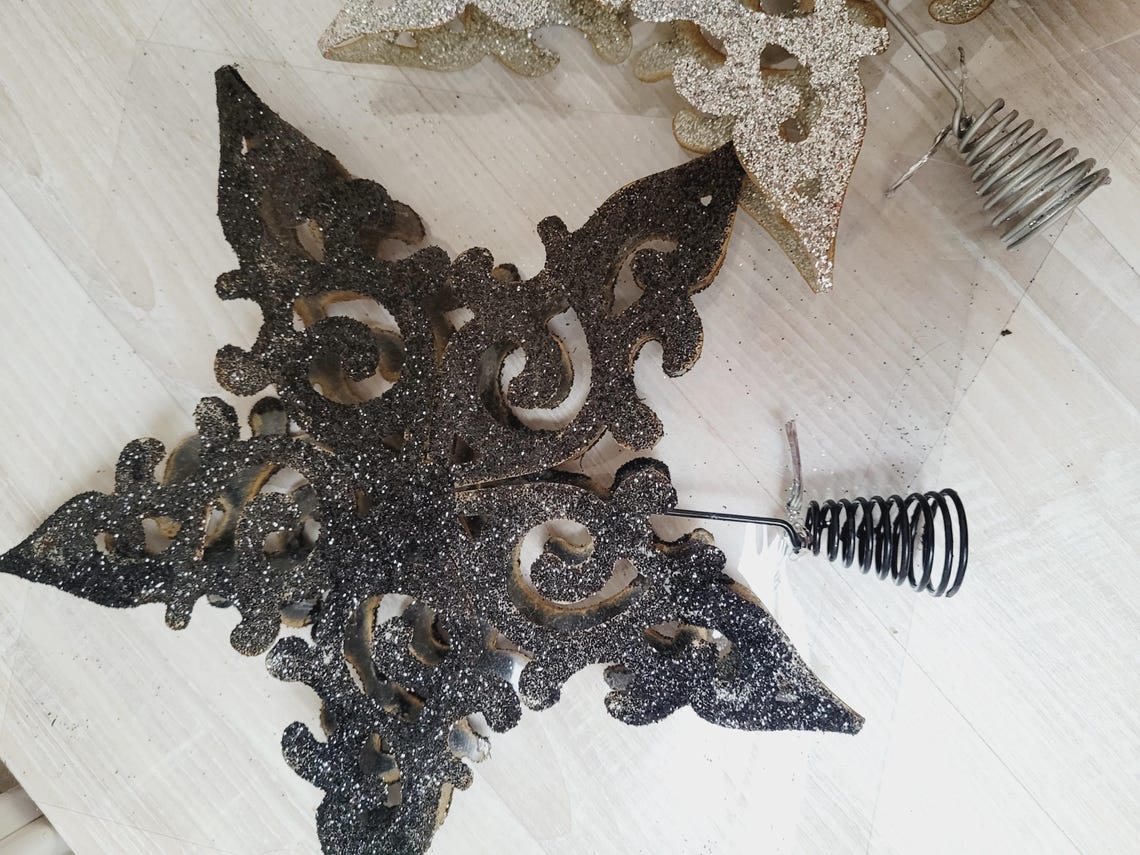 Choose Glitter Star Design Coil Tree Topper, Vintage Spiral Top ...