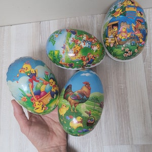 Set of 4 Big Openable Easter Eggs, 4.85"/12.5 Cm Egg Shape Paper Mache ...