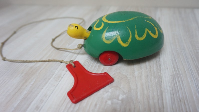 BRIO Wooden Turtle on Wheels Pull Along String Toy Baby Kid | Etsy