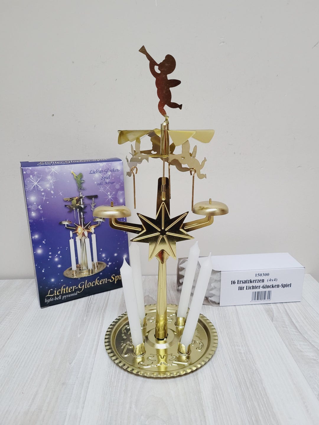 11" Christmas Angel Spinning Pyramid, Advent Brass Bell Carousel ...