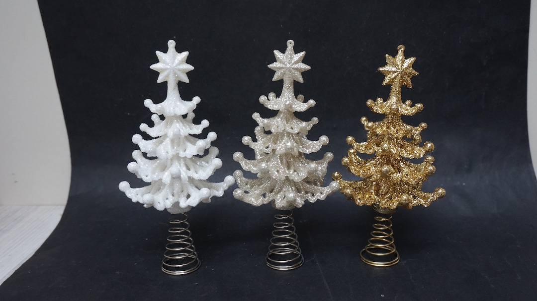 Choose Christmas Tree Topper, Coil Design Gold Silver White Glitter ...