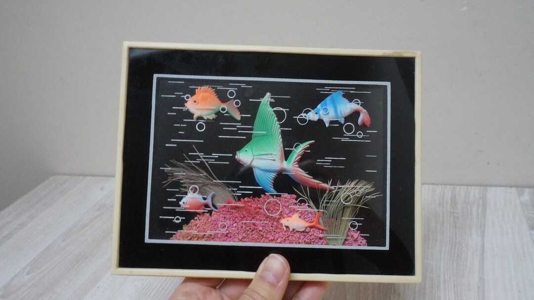 3D Reef Fish Aquarium Diorama, Wall Hanging Shadow Box, Exotic Tropical ...