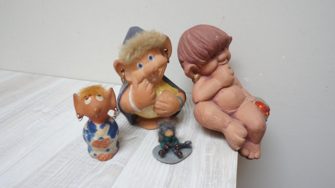 4 Ceramic Troll Set Handmade Clay Figurine by Eva Jarenskog Design JIE ...