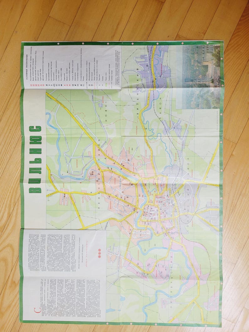 Vintage Lithuanian Capital Vilnius Map Made in Soviet Era 1977 ...