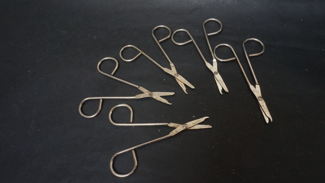 Set of 6 Vintage Surgical Suture Scissors, Retro Old Long Handled ...