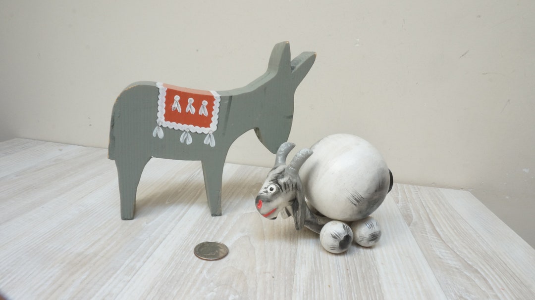 Wooden Donkey, Goat on Wheels, Balancing Ball Game, Pull Toy Kid ...