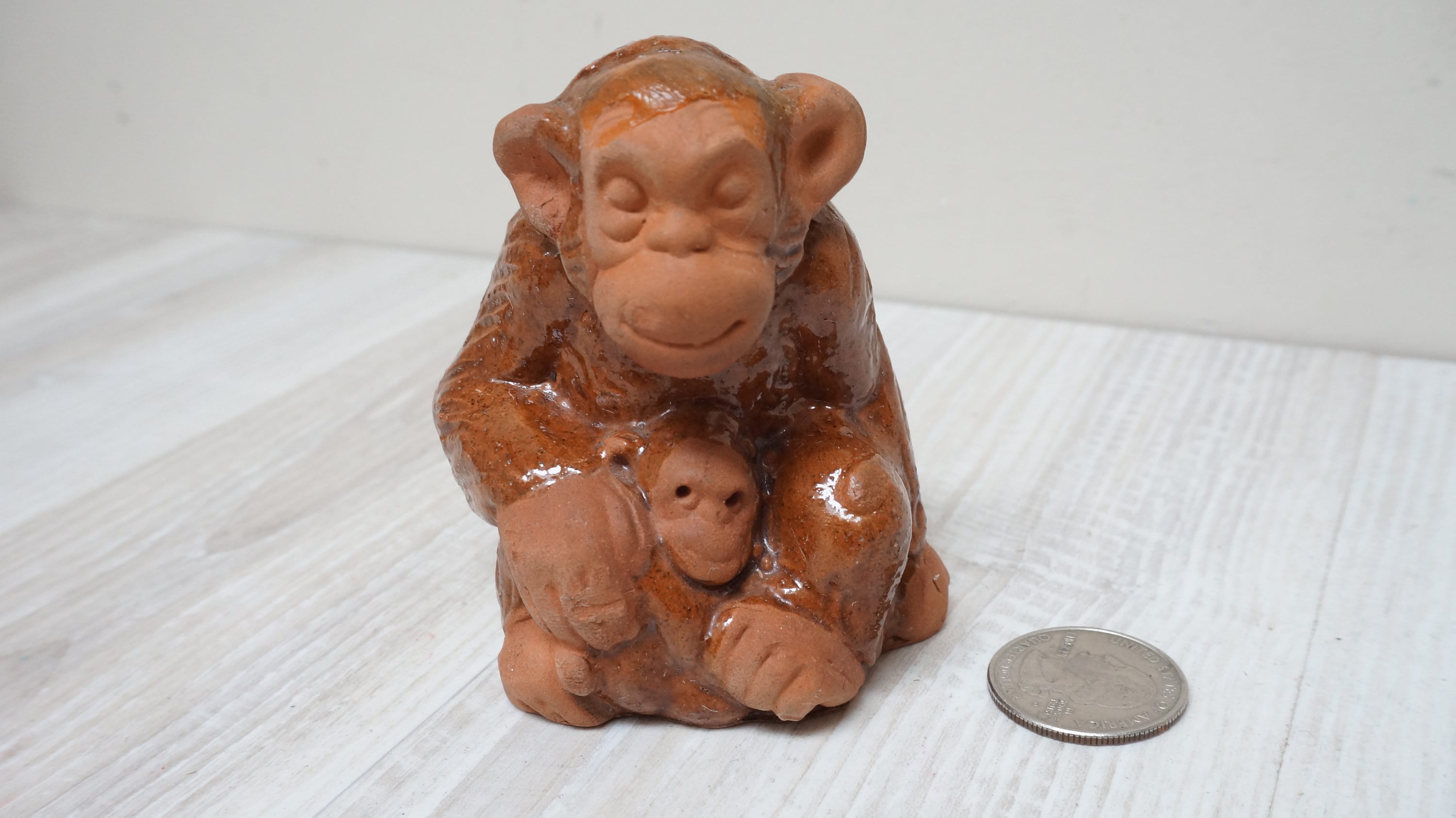 Sculpture ceramic chimp Animal handmade clay terracotta figure figurine ...