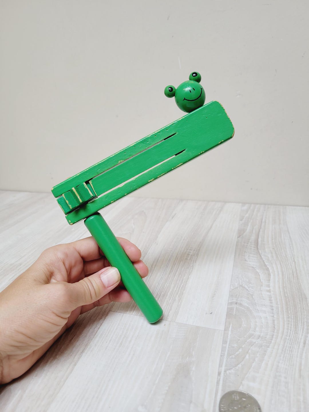 Wooden Frog Shape Ratchet, Wood Noise Maker Toy Rattle Musical ...