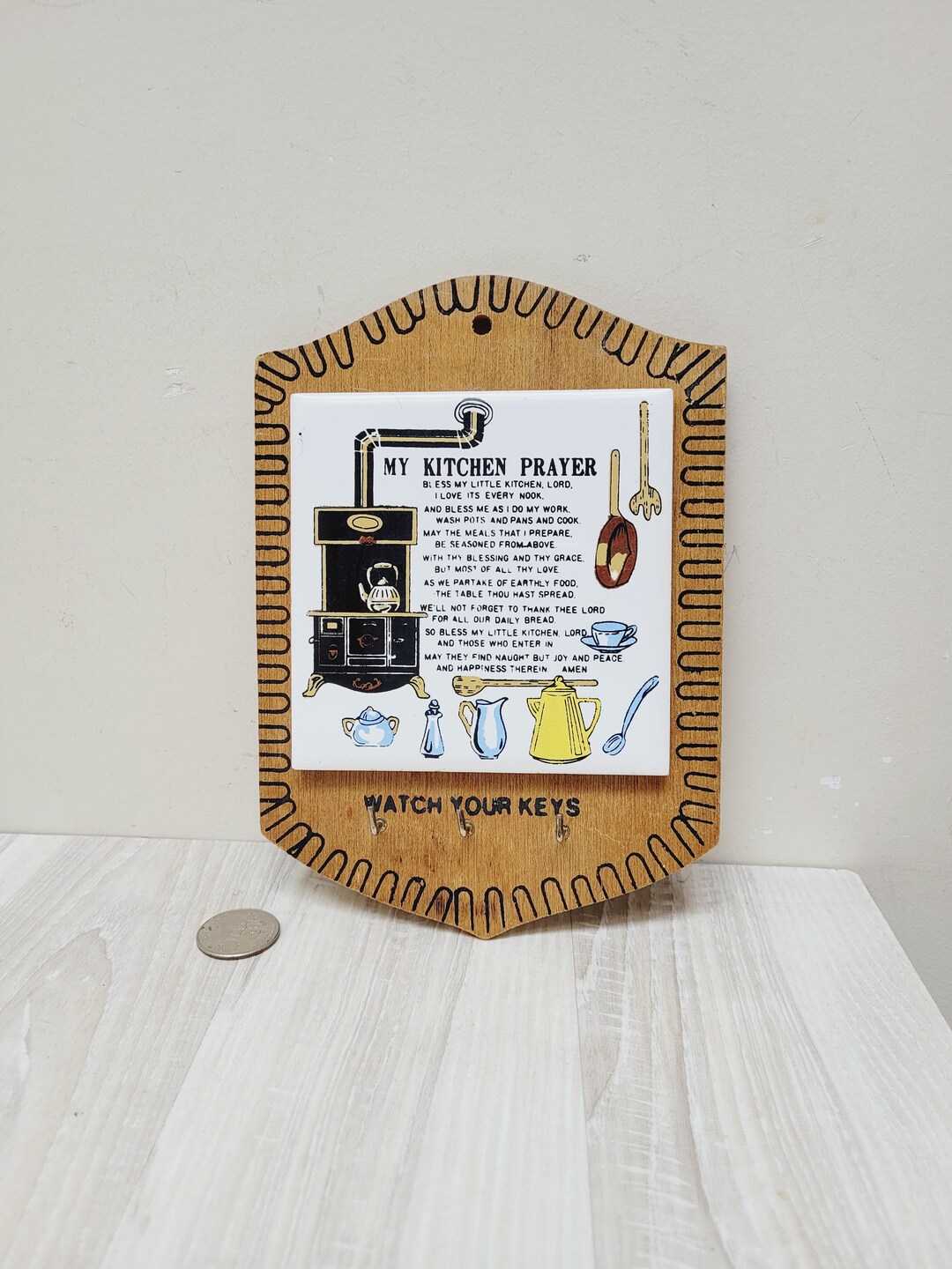 My Kitchen Prayer Key Rack, Watch Your Keys Wall Hook With 3 Hooks ...