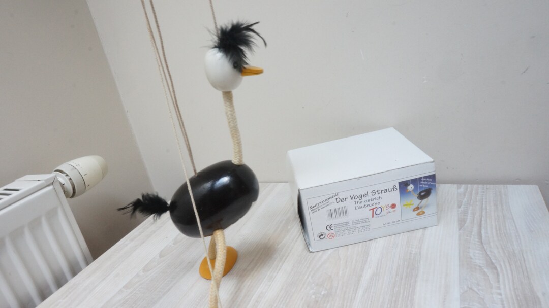 String Ostrich Puppet, German Dr Rolf Ottmuller Wooden Bird Marionette ...