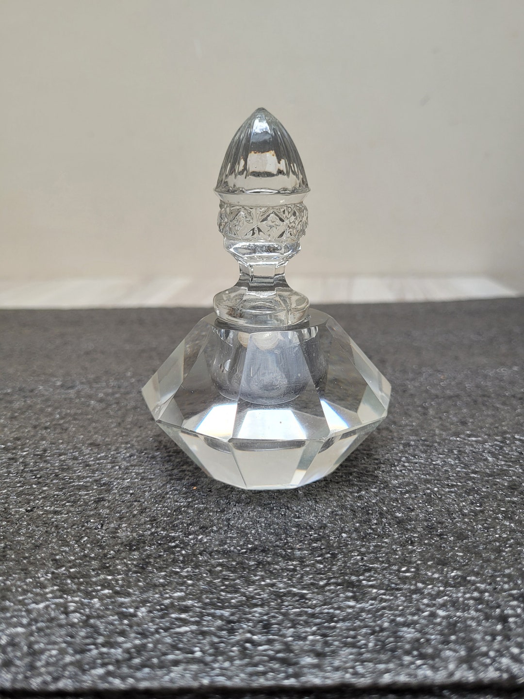 Diamond Cut Crystal Candleholder / Inkwell / Perfume Decanter, Handmade ...