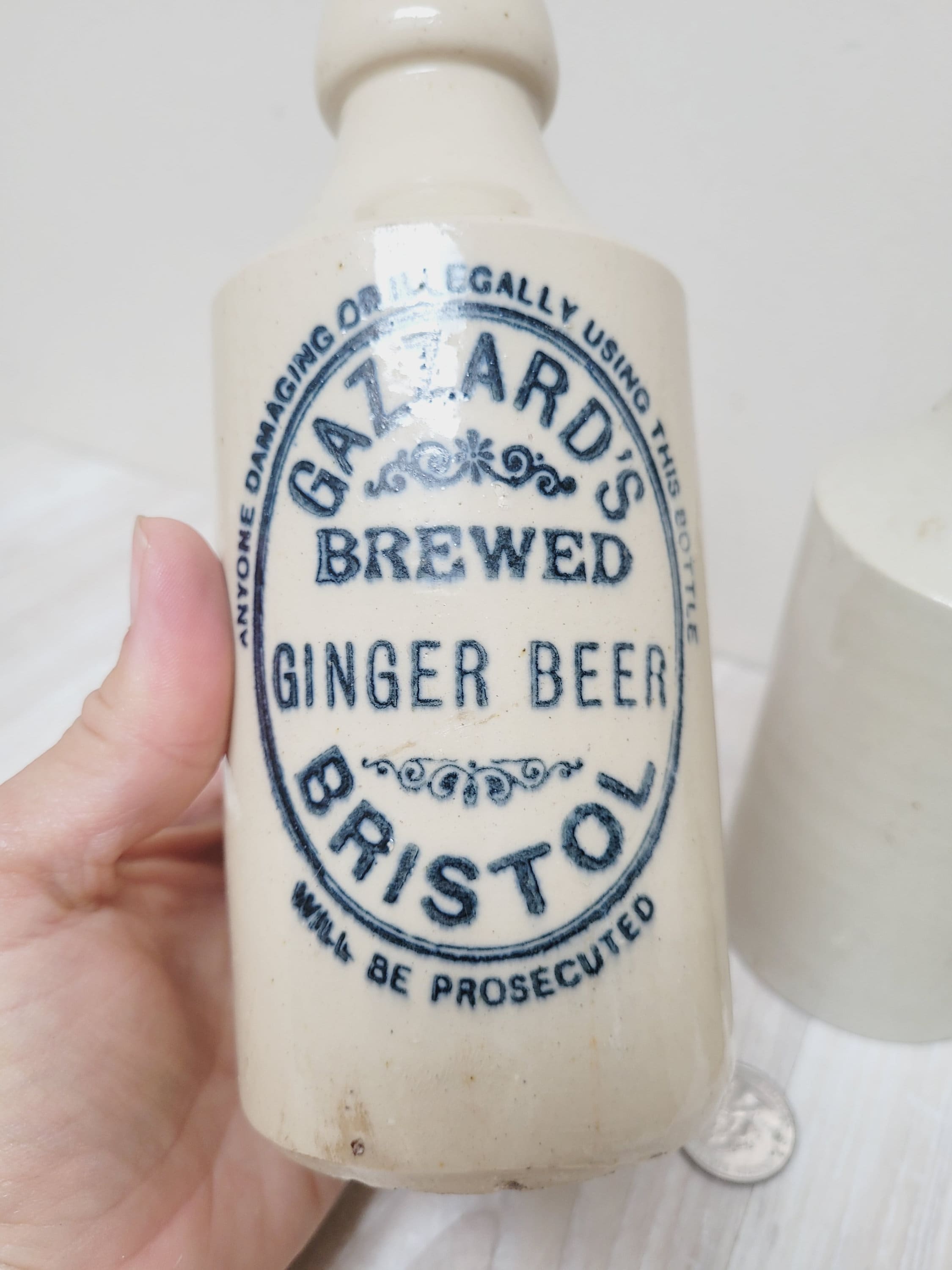 Set of 3 Stone Ginger Beer Bottle, Gazzard's Brewed Bristol English ...