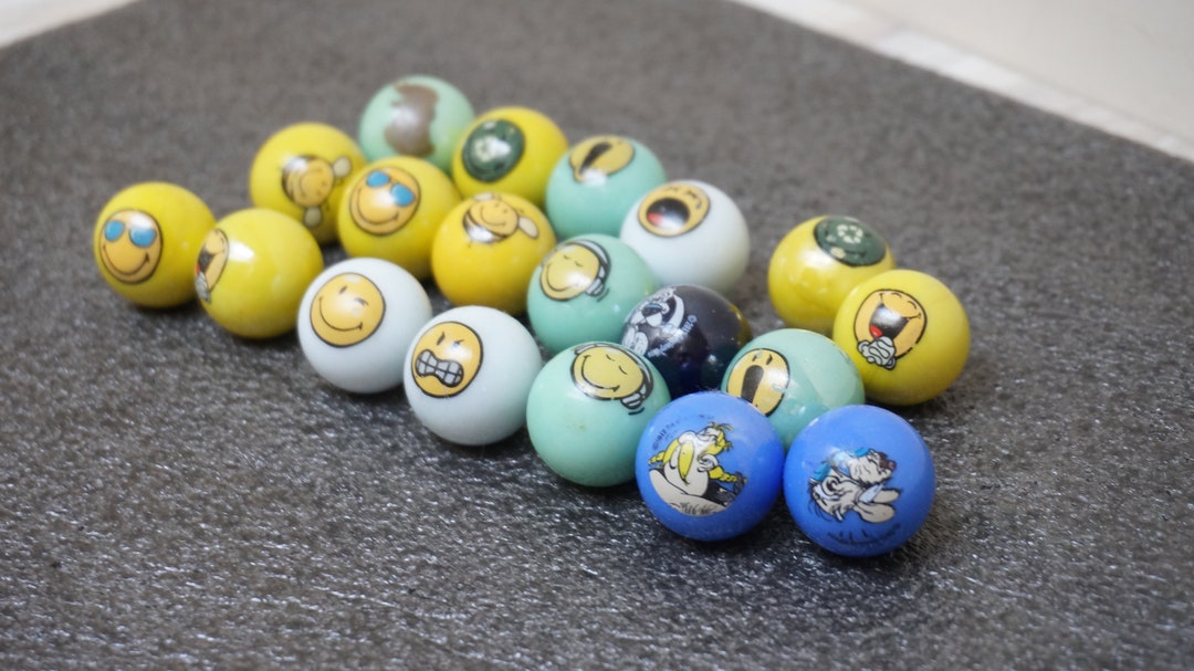 20 glazen knikkers met print sticker stemming gezicht emoji - Etsy ...