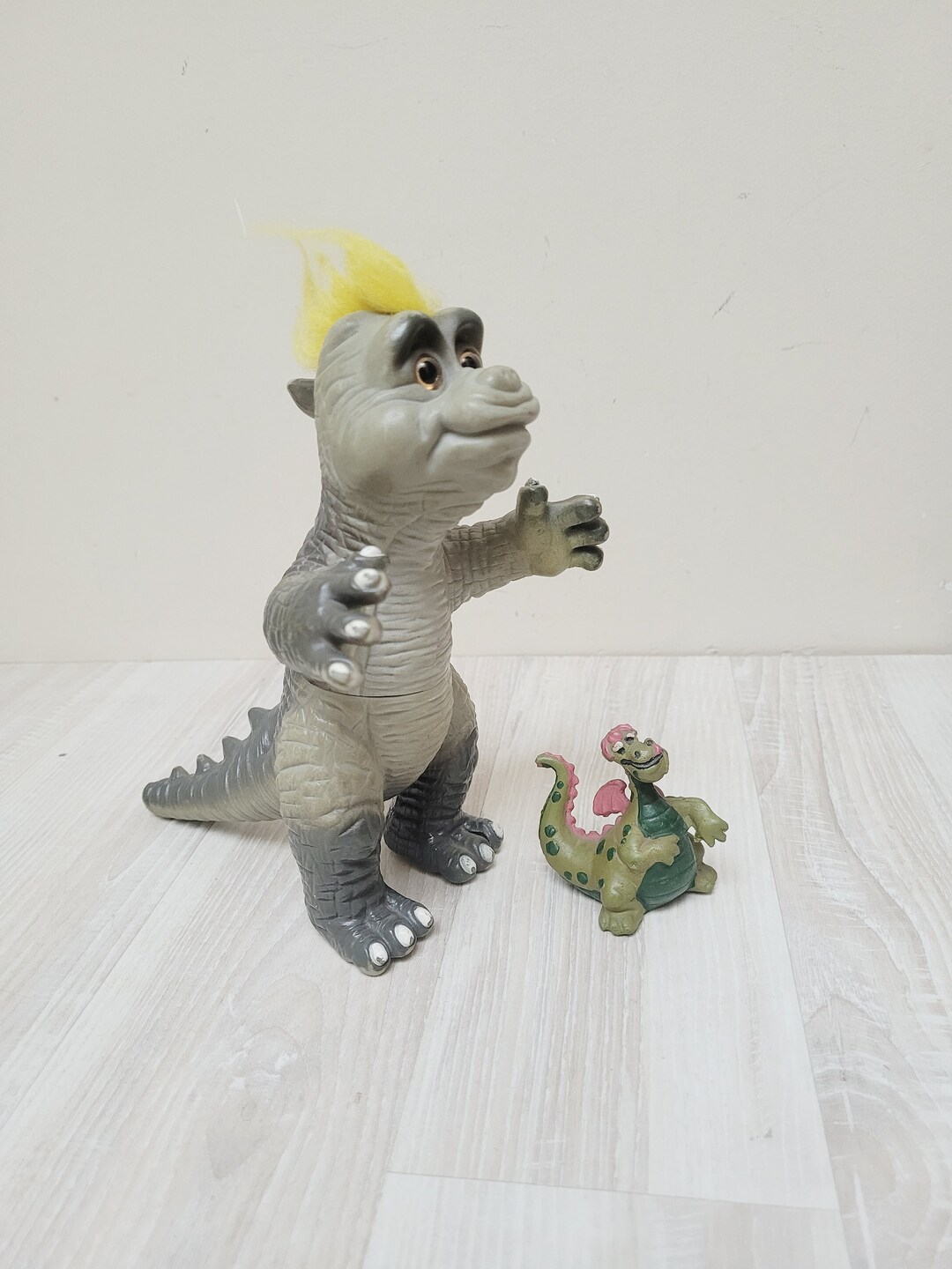 Troll Doll Dinosaur, Rubber Dino by Mykids Toys Dragon Fluffy Furry Fur ...