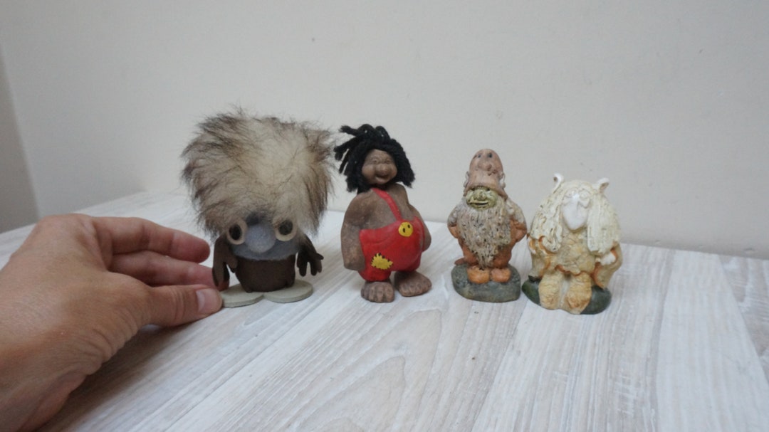 Set of 3 Little John Bauer Ceramic Troll, Handmade Swedish Gnome Dwarf ...
