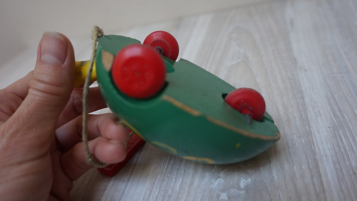 BRIO Wooden Turtle on Wheels Pull Along String Toy Baby Kid | Etsy