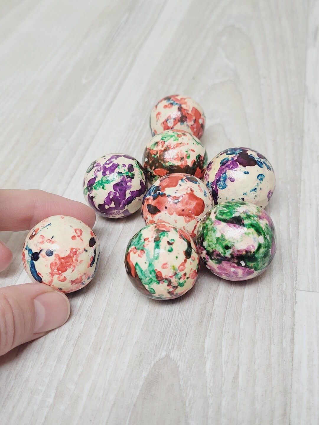 8 Big Clay Vintage German Marbles, Lot of Ceramic Speckled DDR Marble ...