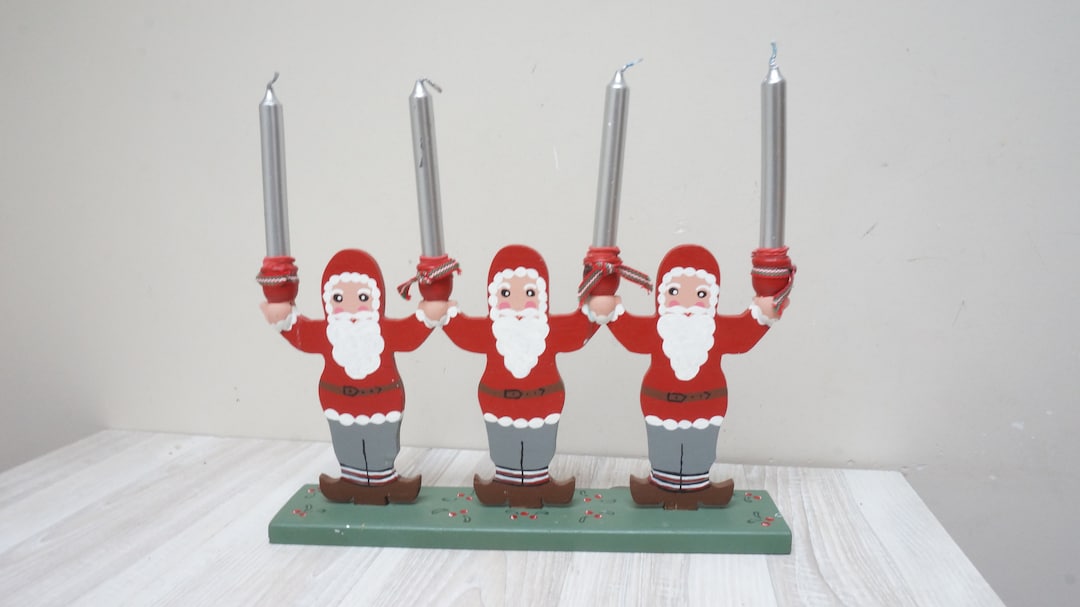 Swedish Advent 4 Arm Scandinavian Santa Candleholder, Tomte Christmas ...
