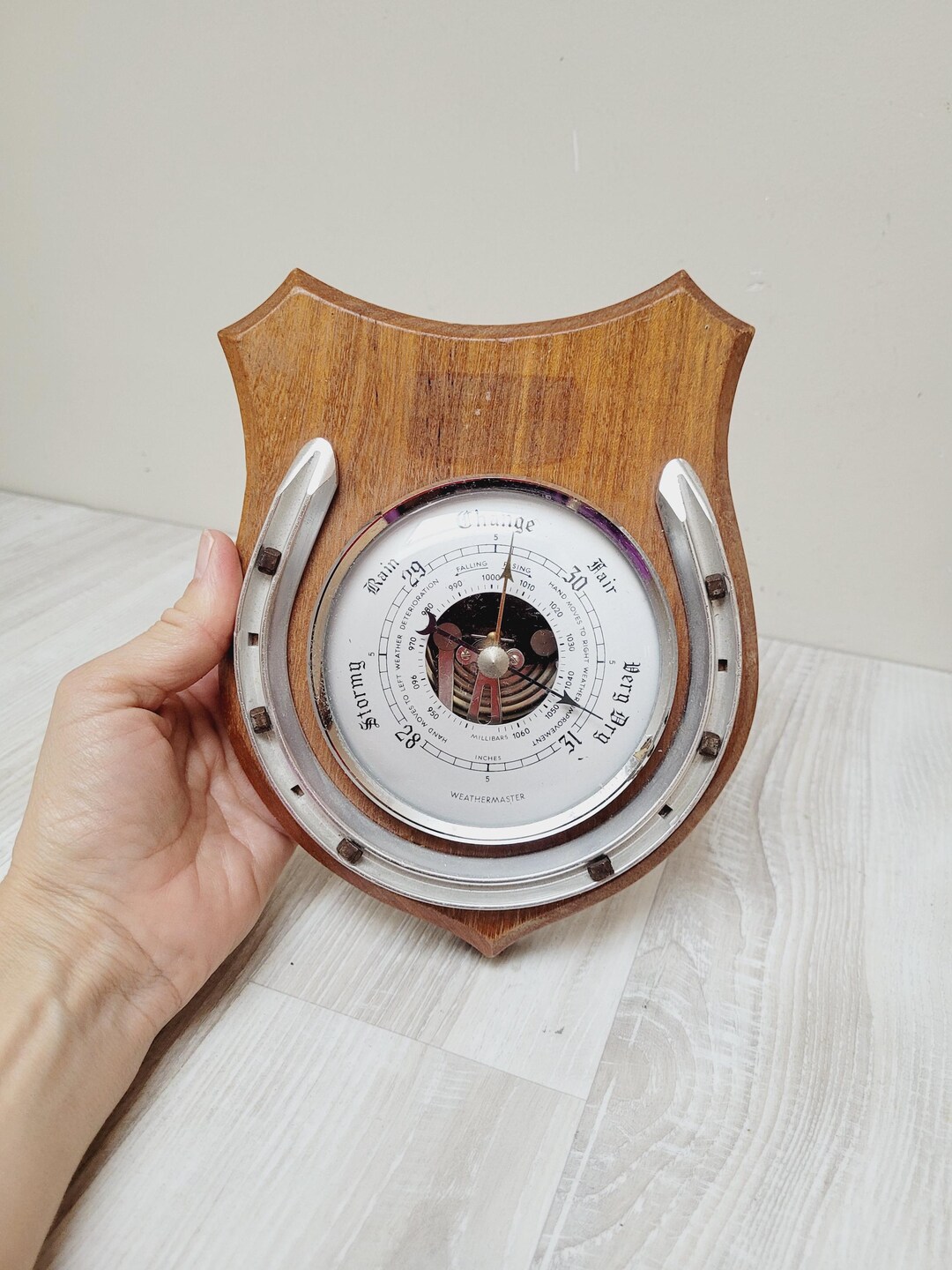 UK Weathermaster Barometer, Wall Hanging Weather Station, Solid Oak ...