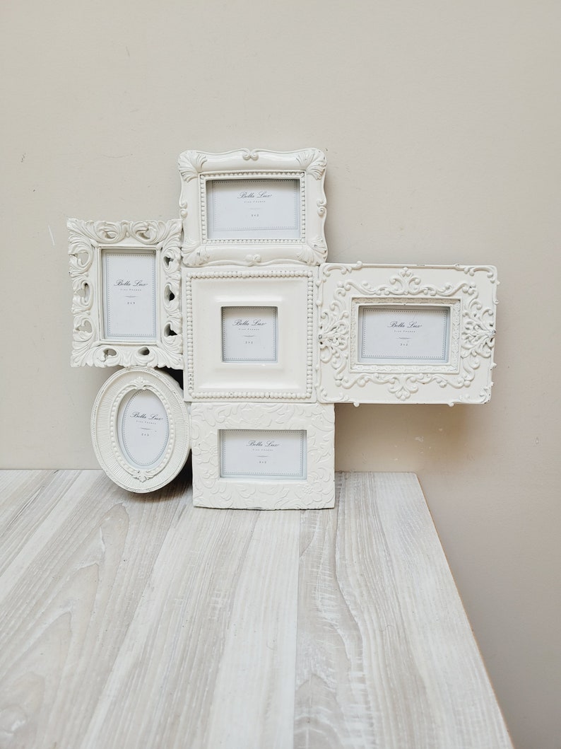6 Frame Collage for Little Photo, Bella Lux White Enamel Metal Hanging ...
