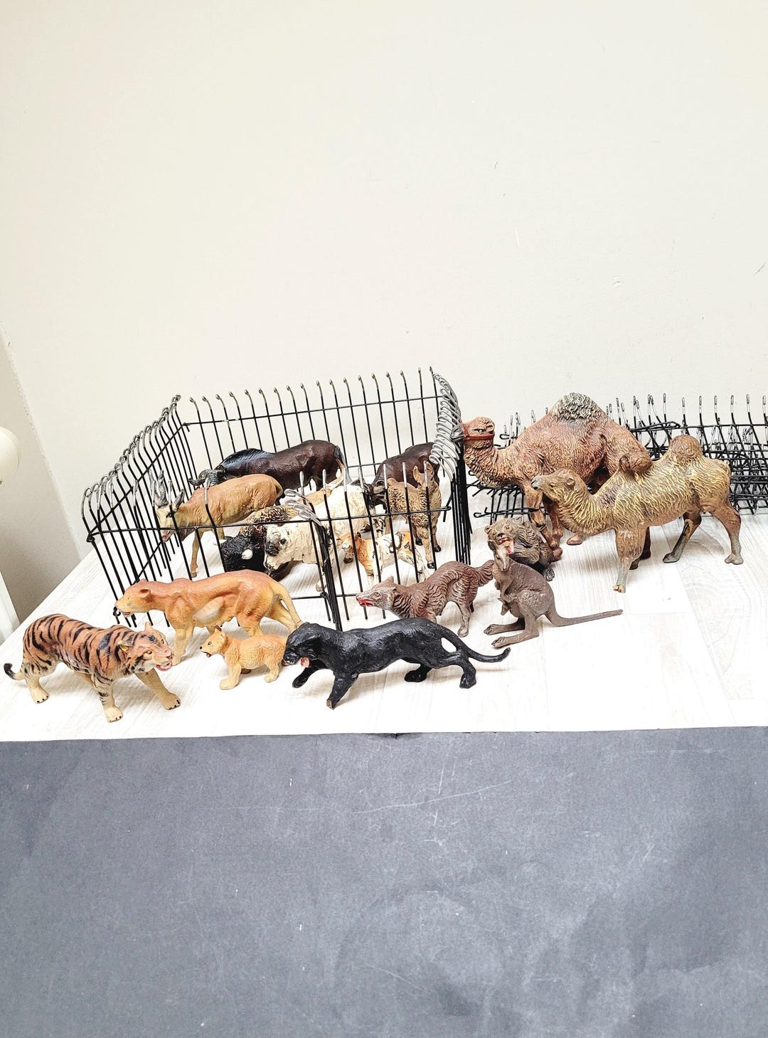Choose Antique Elastolin Composition Toy Animal, Zoo Fence Mini ...