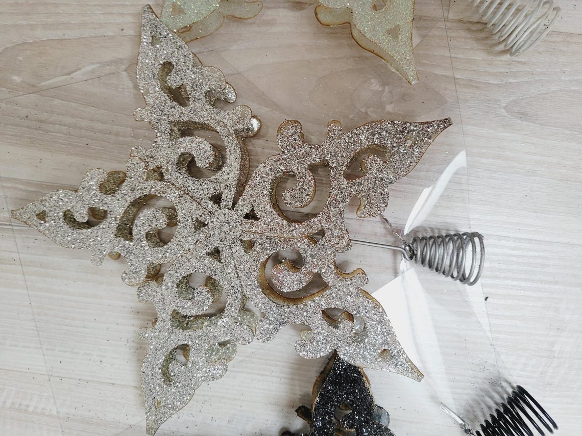 Choose Glitter Star Design Coil Tree Topper, Vintage Spiral Top ...