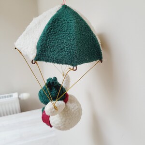 Snowman Landing With Parachute Stuffed Christmas Tree Ornament, Vintage ...