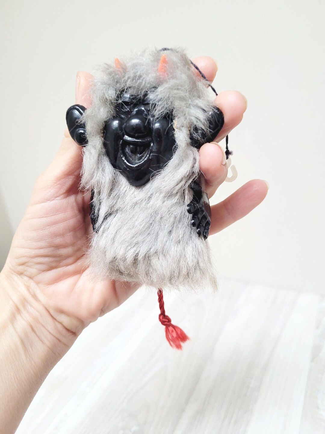 Furry Devil Car Mirror or Wall Hanging, Faux Fur Celluloid Vintage ...