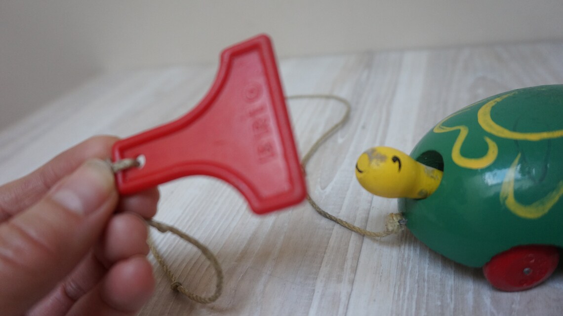 BRIO Wooden Turtle on Wheels Pull Along String Toy Baby Kid | Etsy