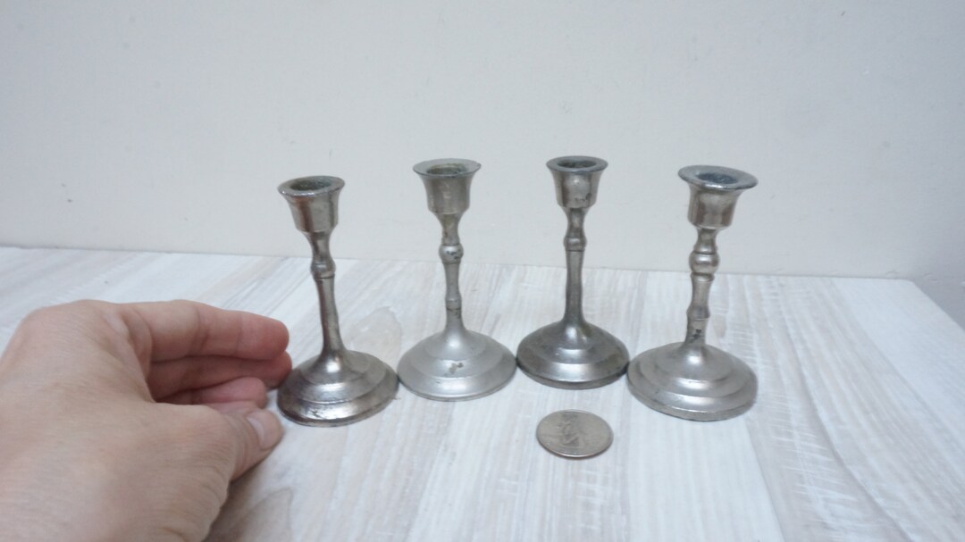 2 Little Dollhouse Miniature Candlestick Candleholder, 1:3 Scale Taper ...