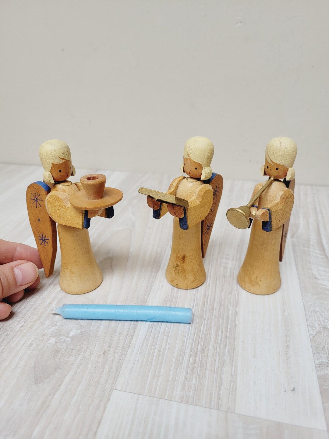 3 Angels by Karl Max Dittmann, German Erzgebirge Candleholder Musicians ...