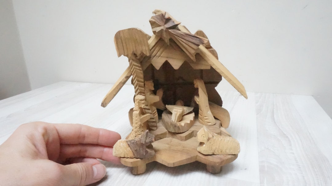 Wooden Sculpture Nativity Scene, Erzgebirge German Handcrafted Carved ...