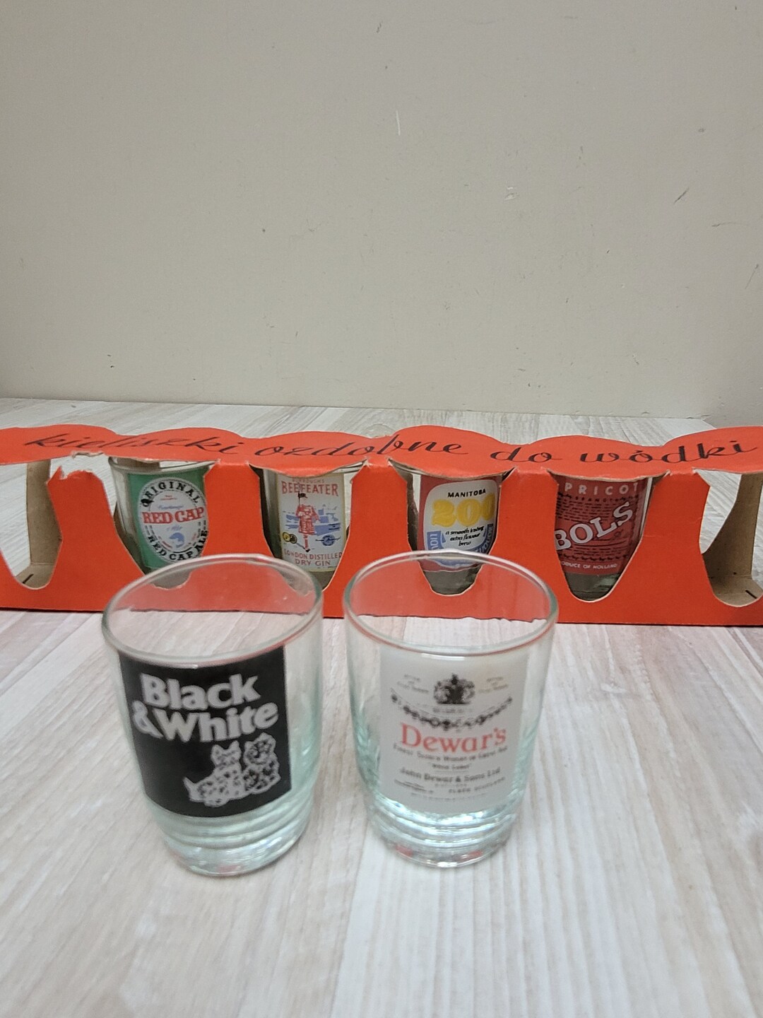Set of 6 Branded Alcohol Shots, Black&white Scotch Whiskey Red Cap Ale ...