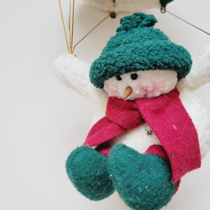 Snowman Landing With Parachute Stuffed Christmas Tree Ornament, Vintage ...