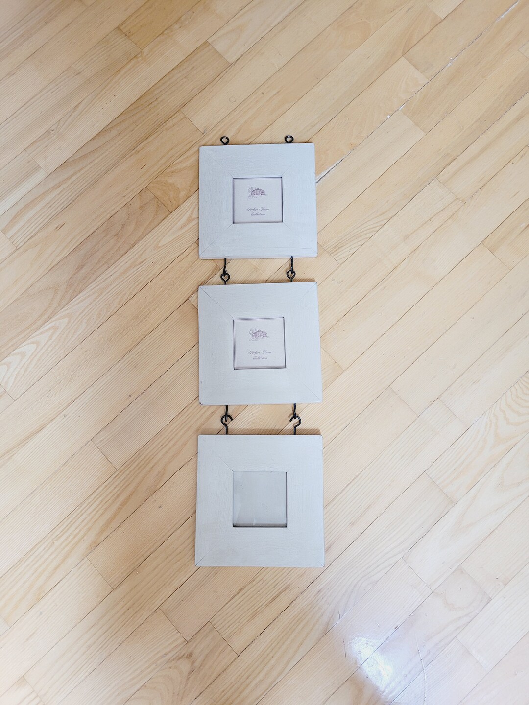 Triple Square Wooden Collage Photo Picture Frame, Linked Together Multi ...