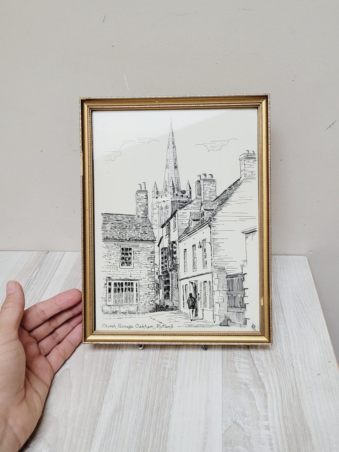Pen and Ink Drawing Church Passage. Oakham, Rutland, Framed Picture Art ...