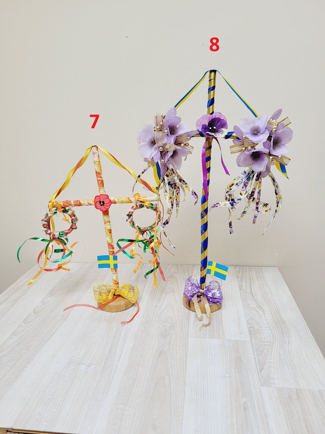 Choose Swedish Midsummer Maypole Pole Folk Wreath on Stand Holder ...