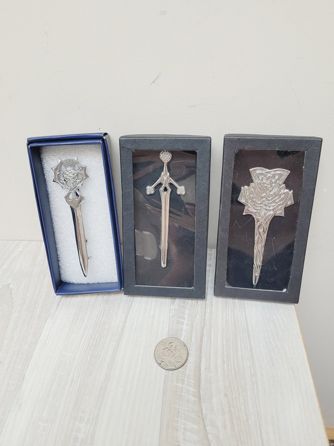 Choose Scottish Thistle Kilt Pin, Chrome Finish Filigree Sword Celtic ...