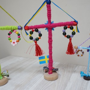 Pick Your Swedish Midsummer Maypole Pole Folk Wreath on Stand Holder ...
