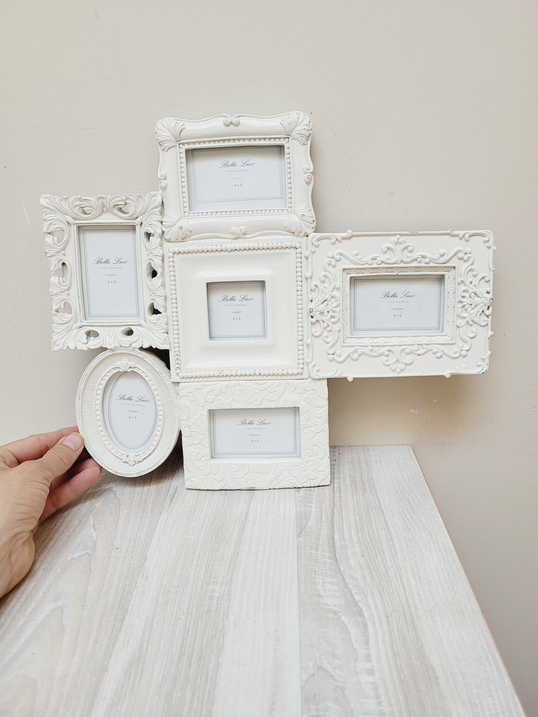 6 Frame Collage for Little Photo, Bella Lux White Enamel Metal Hanging ...