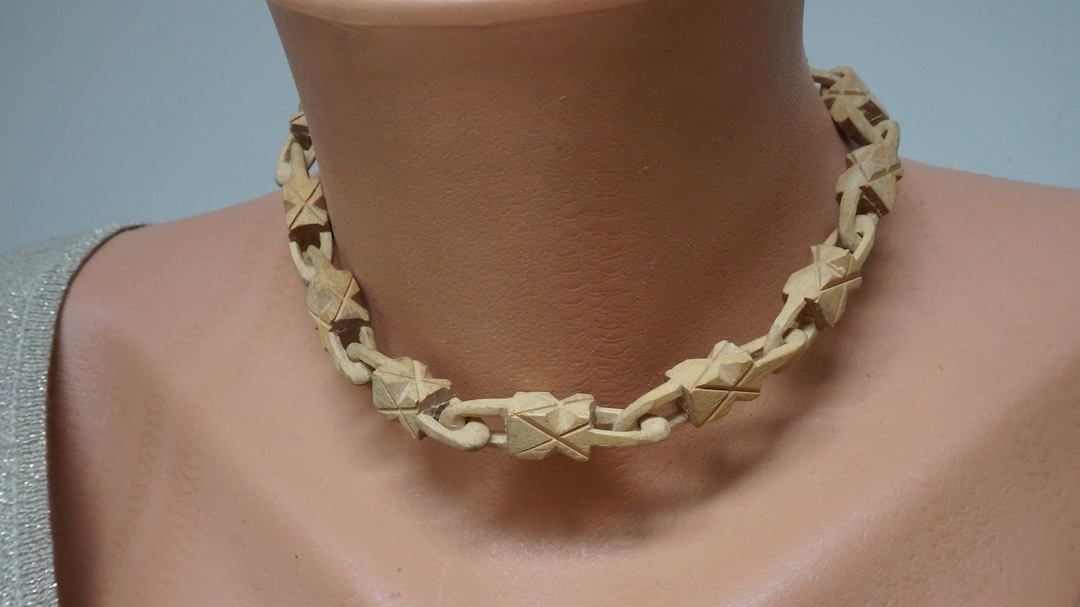 Wooden Chain Link Necklace Made of One Piece of Wood, Chunky Solid ...