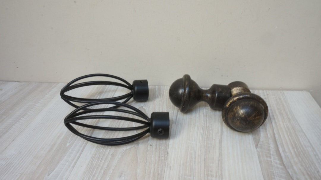 Choose Plastic Ball or Metal Wire Curtain Pole Ends, Vintage Window ...