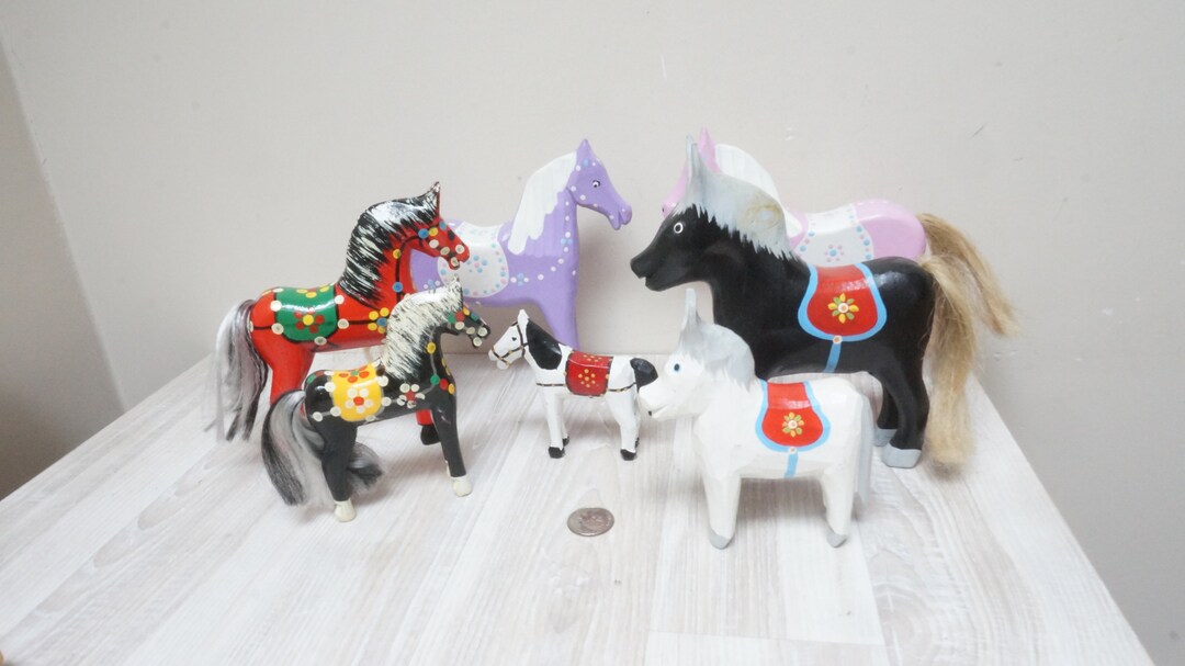 Choose Wooden Dala Style Horse, Hand Painted Old Polish Handmade Animal ...