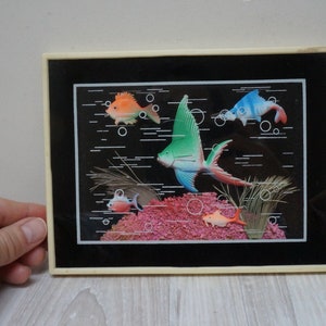 3D Reef Fish Aquarium Diorama, Wall Hanging Shadow Box, Exotic Tropical ...