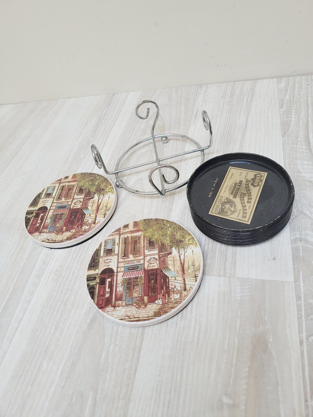 Set of 13 Swedish Banknote Metal Tin Coaster in Holder, Money History ...