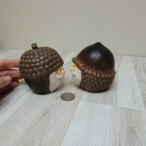 2 Ceramic Acorn Shaped Gnome Figurine, Old Tomte Nisse Figure Christmas ...