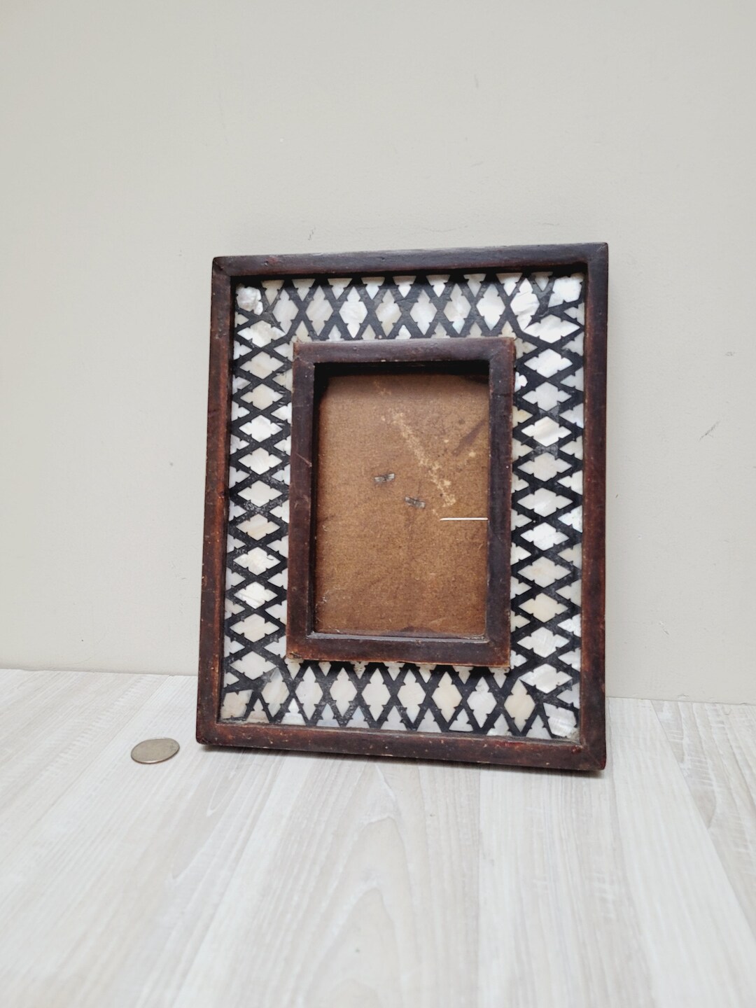 Mother of Pearl Shell Inlay Old Photo Frame, Antique Paper Mache ...