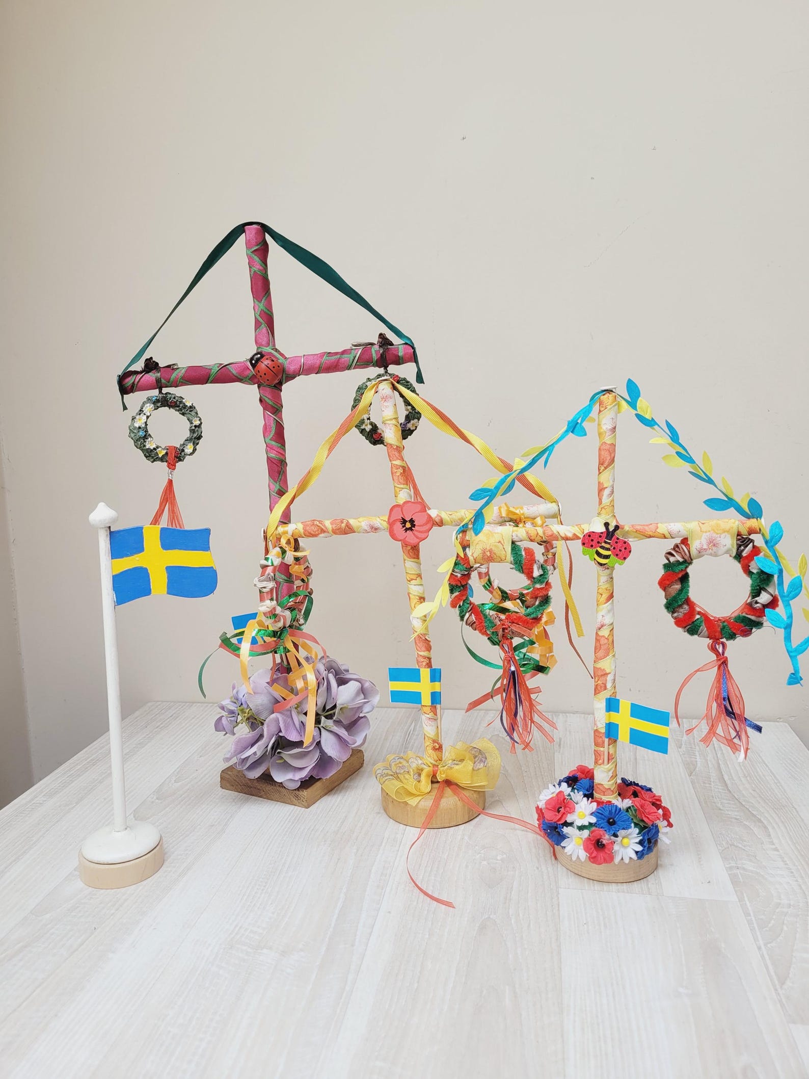 Choose Swedish Midsummer Maypole Pole Folk Wreath on Stand Holder ...